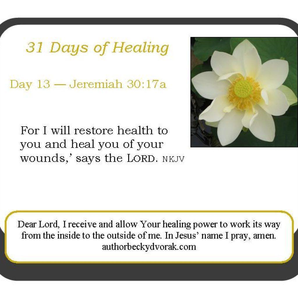 31 Days of Healing Scriptures - Author Becky Dvorak